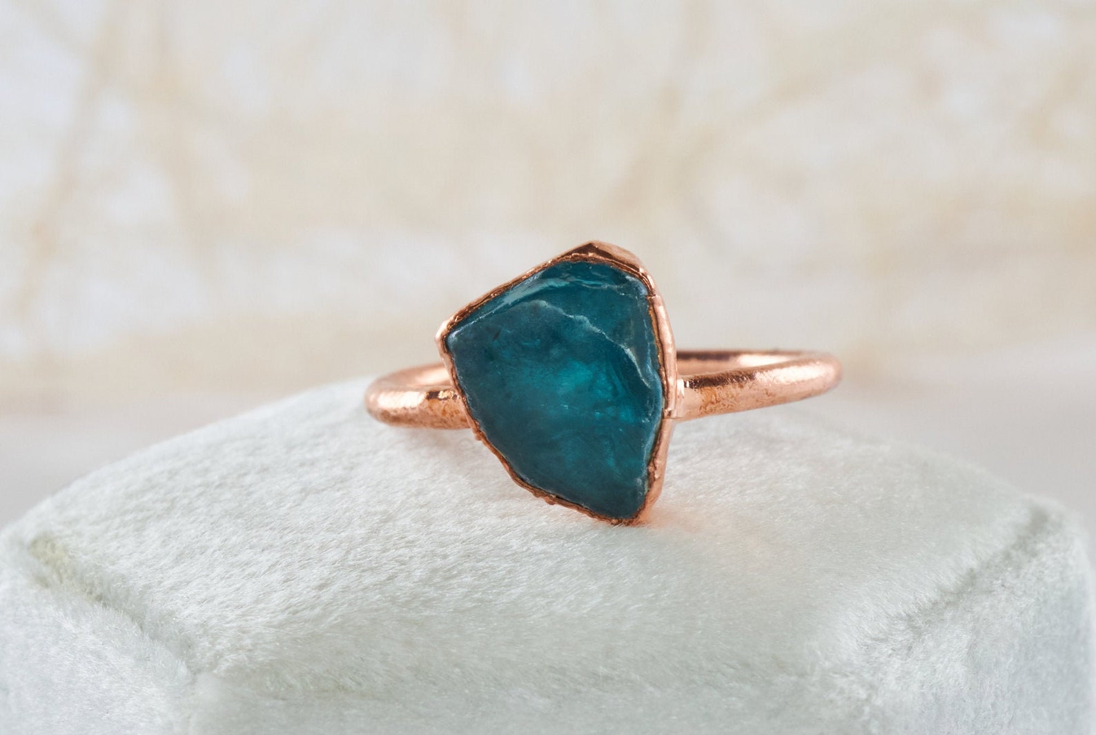 Blue apatite ring Raw gem ring Raw stone rings Raw crystal | Etsy