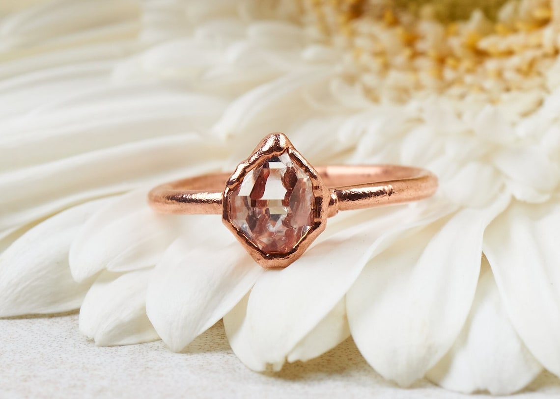 Raw Herkimer Diamond ring Raw crystal engagement ring Unique | Etsy