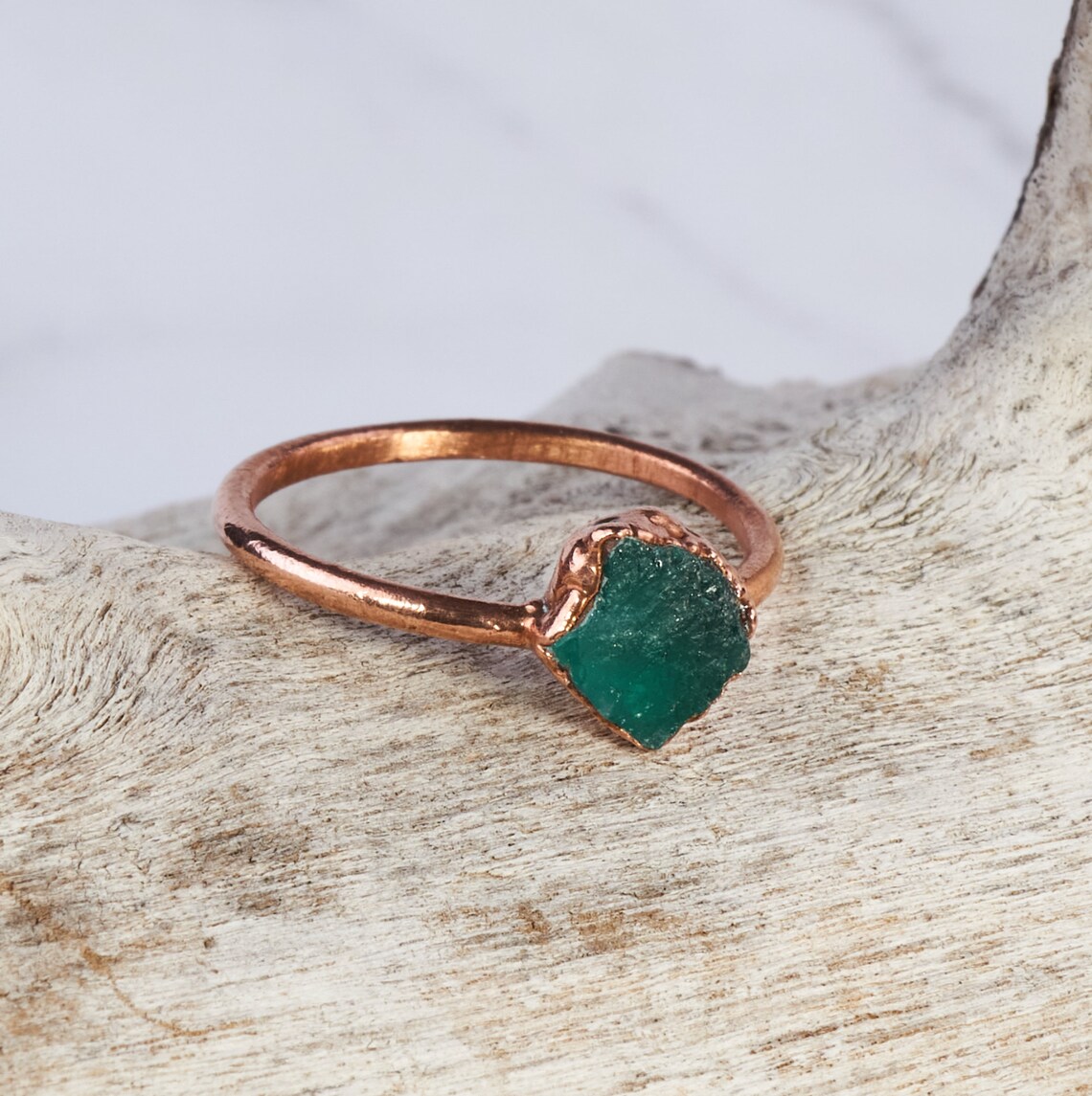 Raw Emerald Ring Raw Crystal Engagement Ring Raw Stone - Etsy