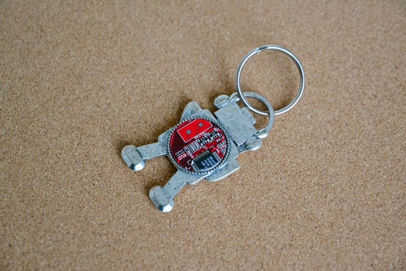 Red motherboard robot keychain Recycled computer circuit board | Etsy
