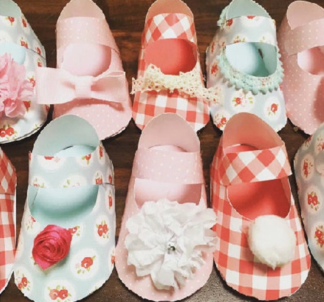 Shabby Chic Baby Shower Baby Shoe Favor- PRINTABLE PDF - Etsy