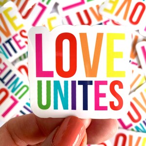 Love Unites Positive Vinyl Sticker for Water Bottle 2" Water Proof ...