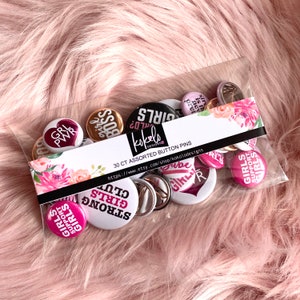 Mix & Match 1" Button Pin Gift-- Feminist, Female Empowerment, Girl ...