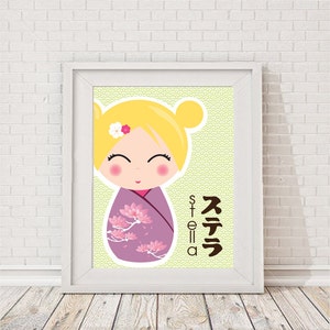 Custom Kokeshi Wall Art/party Decor- With Name in Japanese Katakana ...