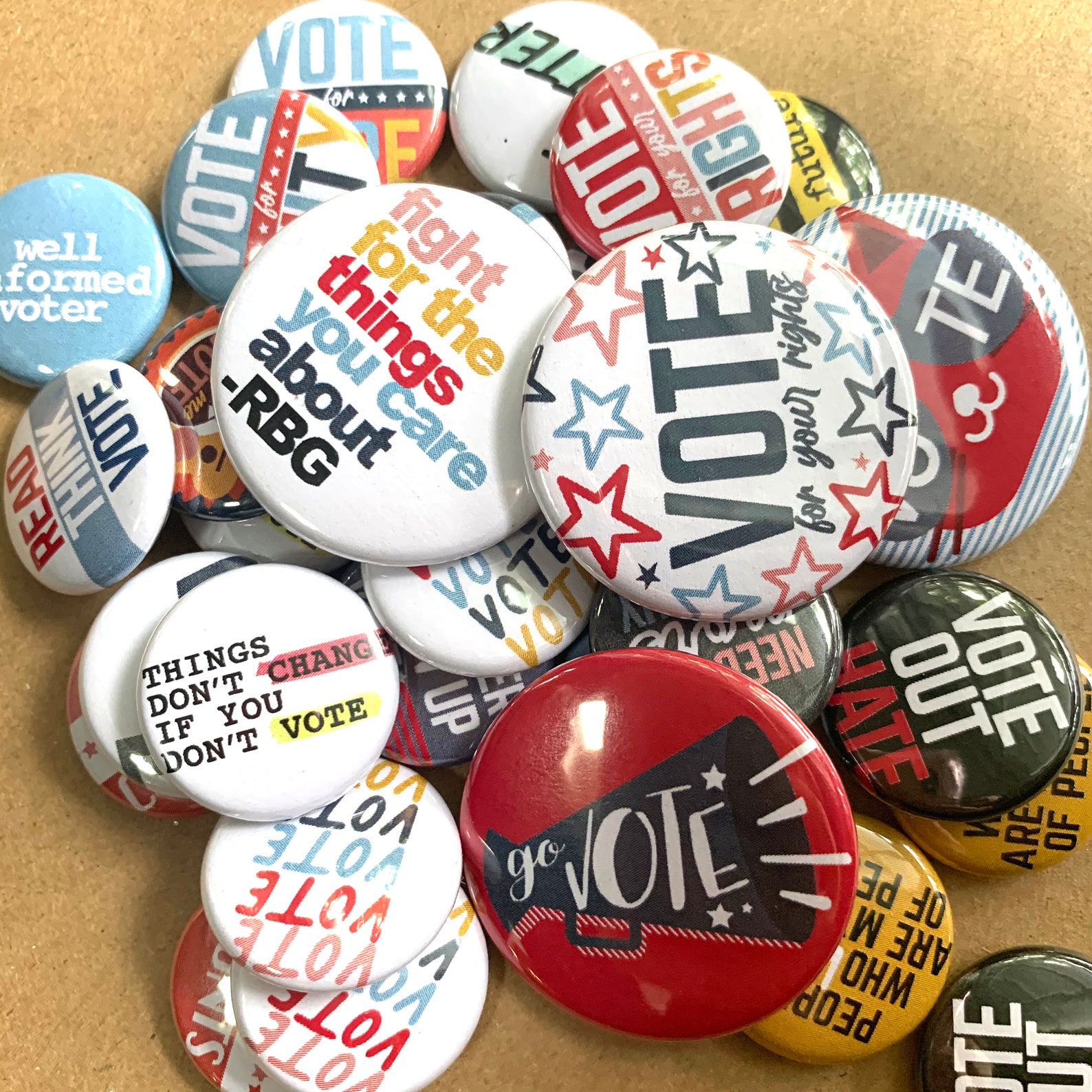 Mix & Match 1 Button Pin Gift Vote Button Pins Go - Etsy