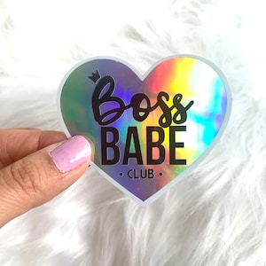 Boss Babe Sticker Holographic Vinyl for Water Bottle 3 Water Proof ...