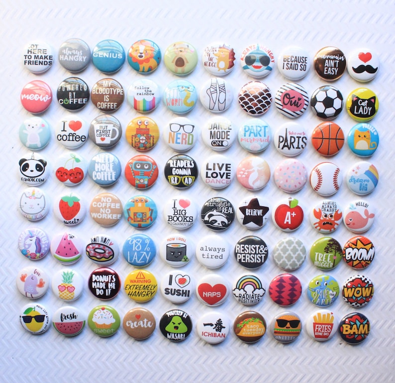 Mix & Match Button Pins Your Pick Cute Button Pin Gift - Etsy