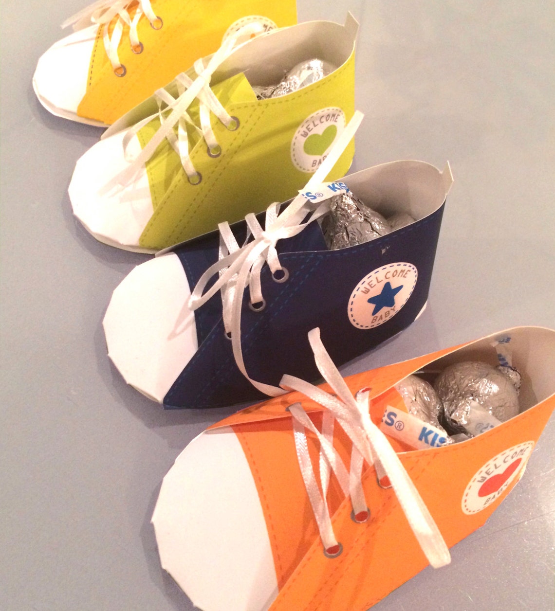Baby Shower Paper Shoe Printable Favor Sneaker- ALL COLORS Printable ...