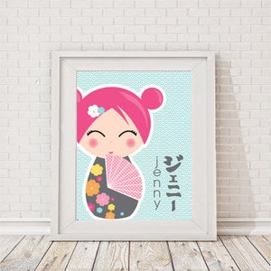 Custom Kokeshi Wall Art/party Decor- With Name in Japanese Katakana ...