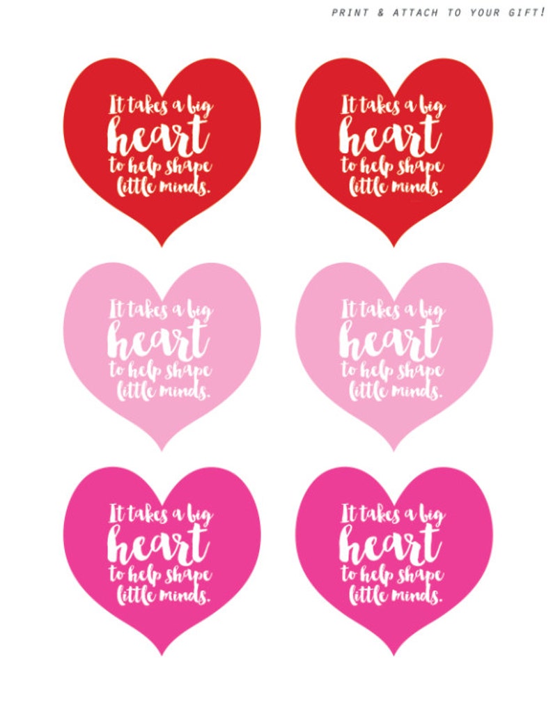 Teacher Appreciation Gift Tag It Takes a Big Heart to Help | Etsy