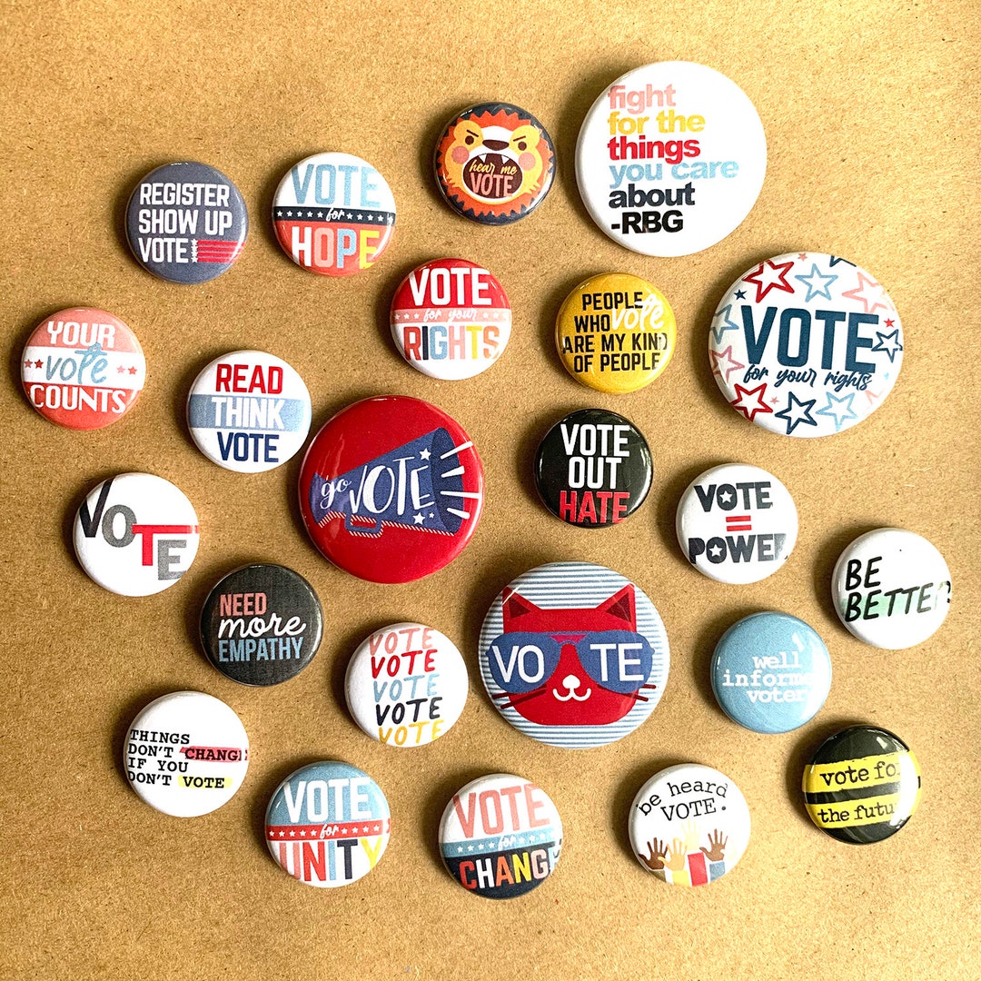 Mix & Match 1" Button Pin Gift- Vote Button Pins- Go Vote- Vote Out ...