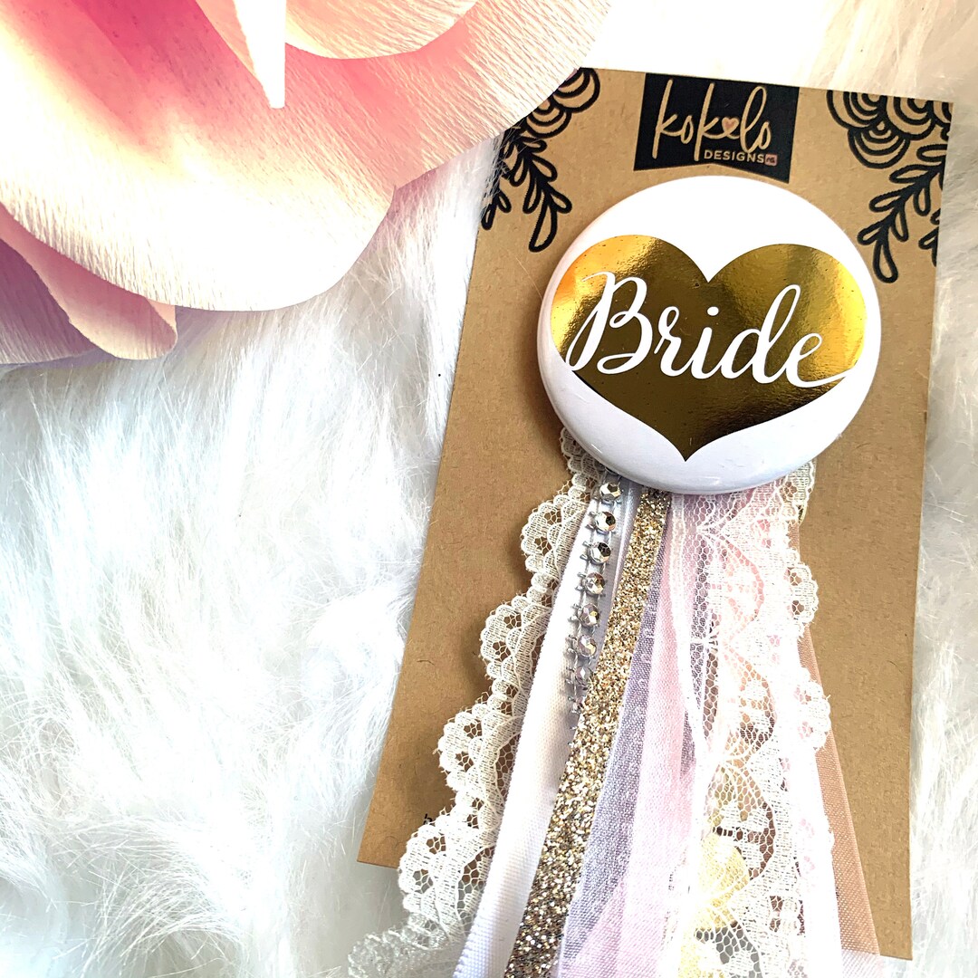 Bride Pin, Bride to Be Corasage Pin, Bridal Shower Pin Bachelorette ...