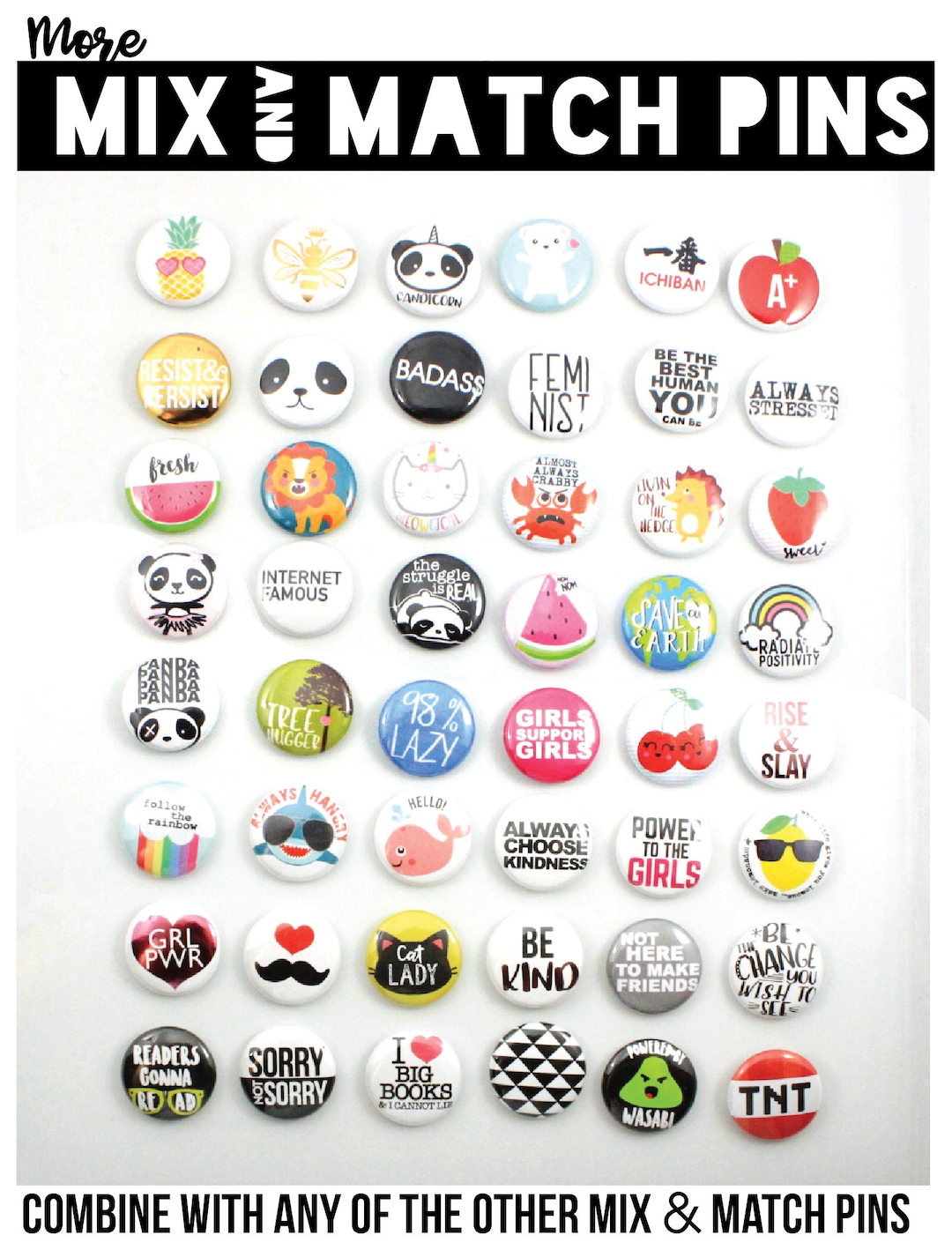 More--your Pick- Mix & Match 1" Button Pin Gift - Etsy