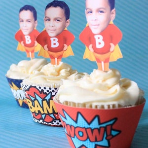 Custom Superhero Party Decor- PRINTABLE PDF- Tags, Flags, Cupcake Wraps ...
