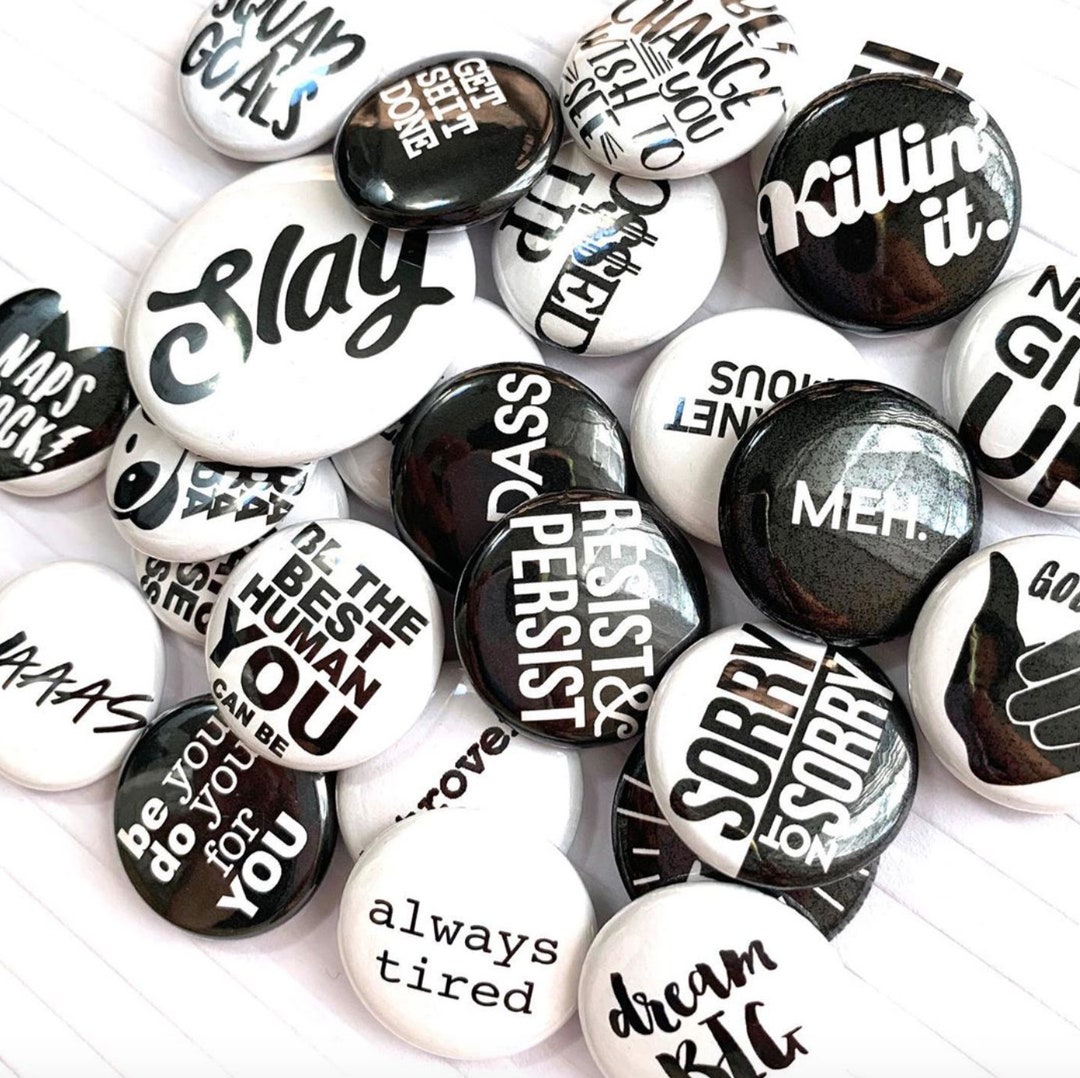 Mix & Match Button Pins and Magnet Gift Tween Gift Your Pick- Black and ...