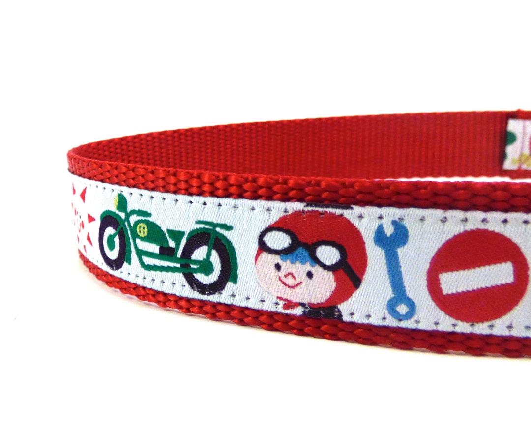 Motorcycle Dog Collar, Biker Dog Collar, Red Dog Collar, Nylon Dog ...