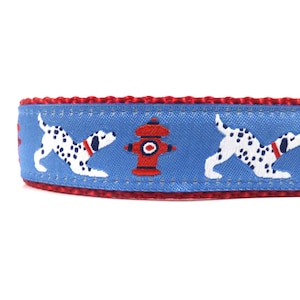 Dalmatian and Fire Hydrant Dog Collar, Blue Dog Collar, Red Dog Collar ...