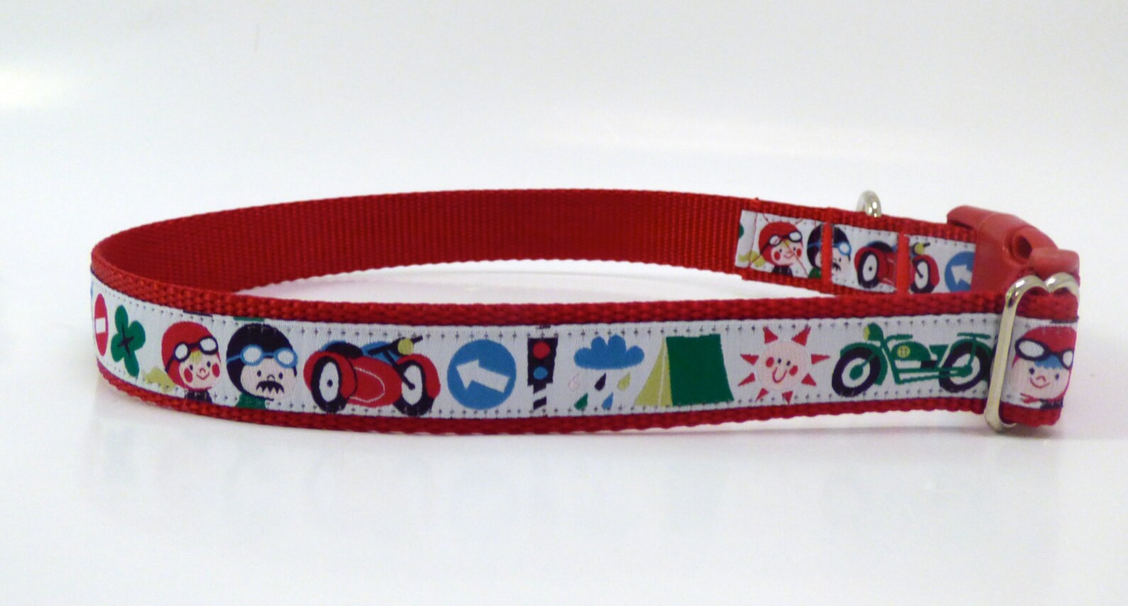 Motorcycle Dog Collar, Biker Dog Collar, Red Dog Collar, Nylon Dog ...