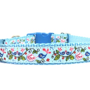 Birds Dog Collar, Blue Dog Collar - Etsy