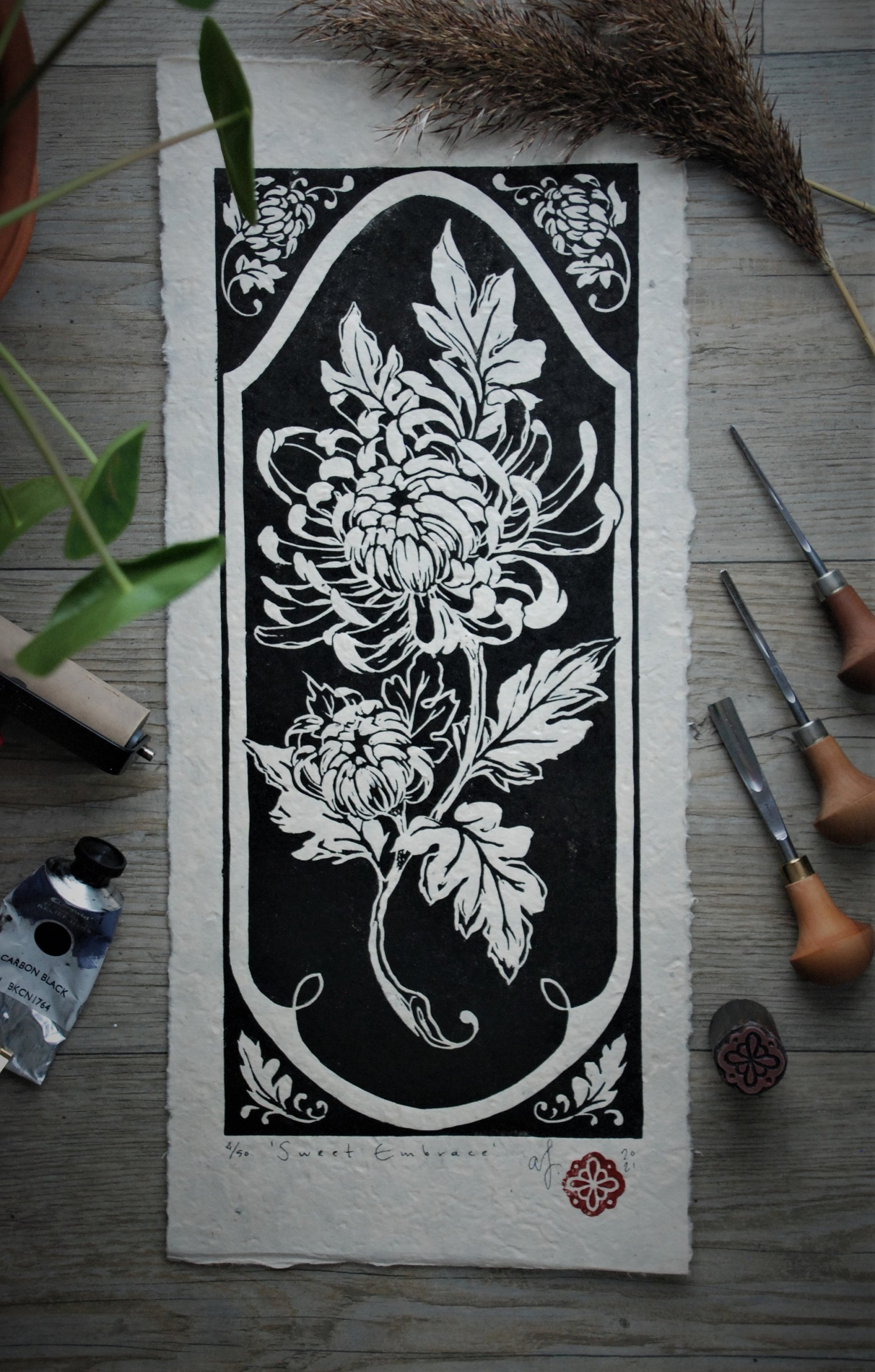 SWEET EMBRACE Handmade Block Print Linocut - Etsy