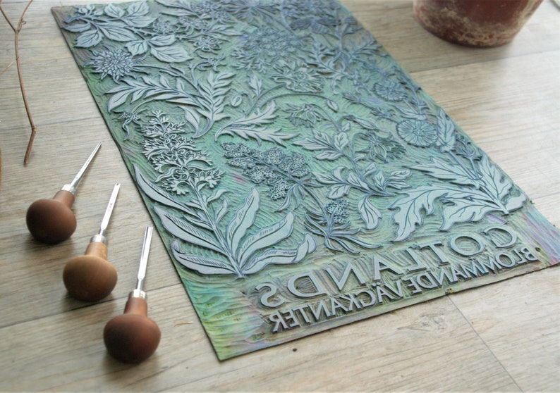 GOTLANDS BLOMMANDE VÄGKANTER dark Red Handmade Block Print - Etsy