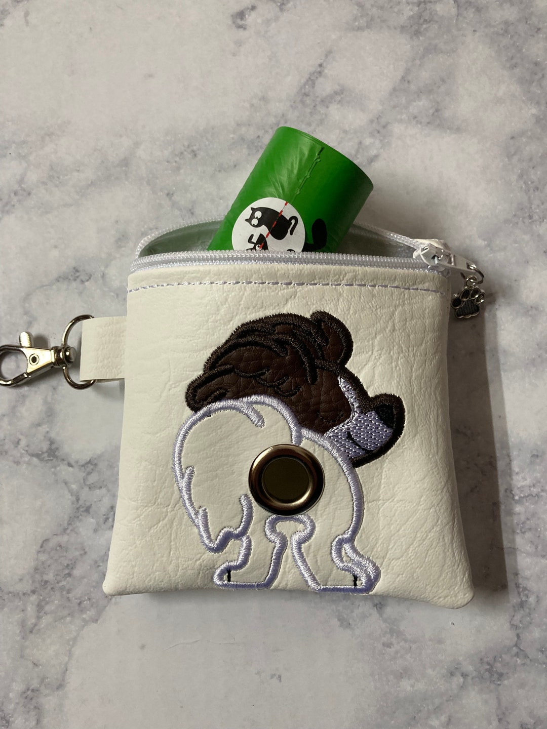 Papillon Dog Poo Holder/ Embroidered Poo Bag/ Handmade in the USA/ Dog ...