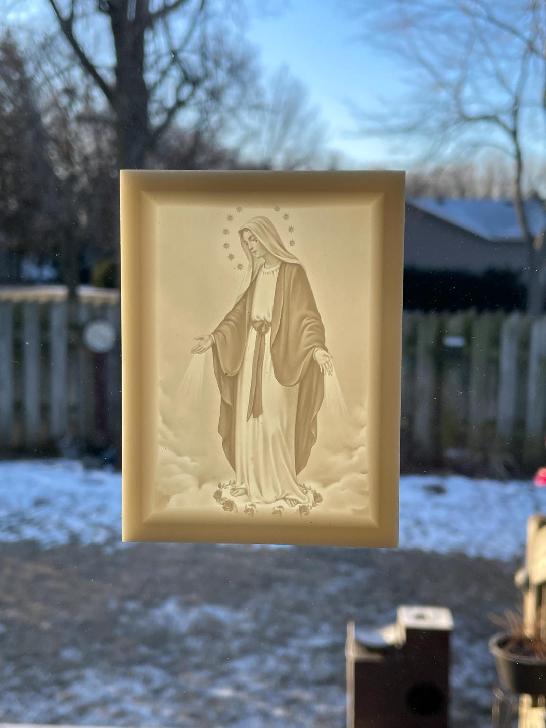 Our Lady of Grace Virgin Mary Miraculous Medal Lithophane Window ...