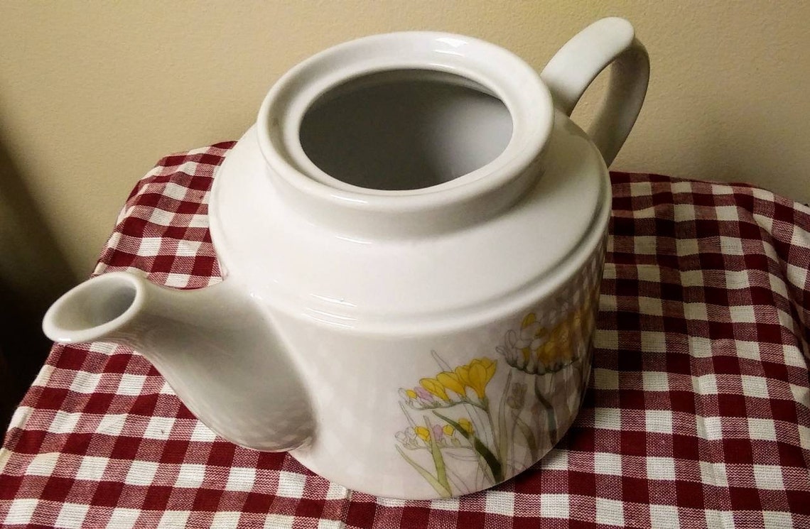 Tivoli Yellow Floral Coffee Teapot by Shafford Vintage 1985 - Etsy