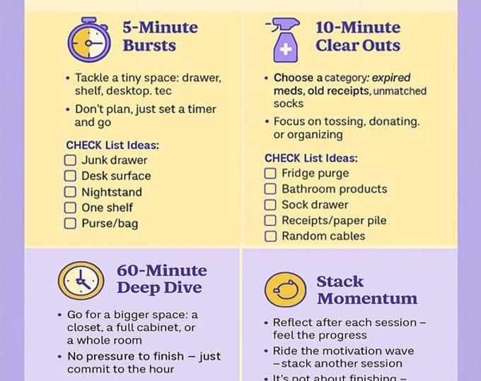 Declutter and Clean up Cheat Sheet, Digital Download, Printable, Easy ...
