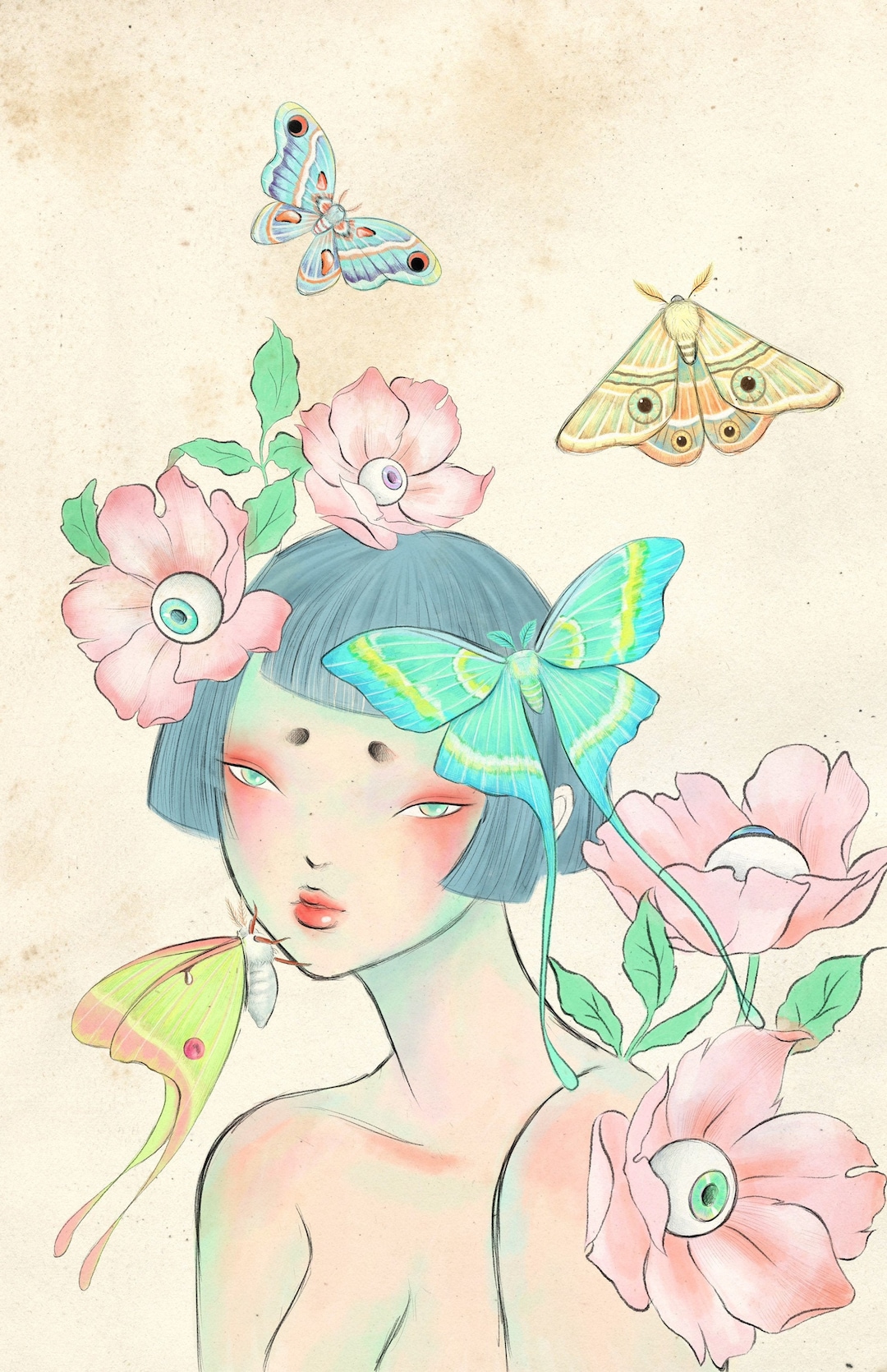 Beautiful Surreal Moth Girl, Limited Signed Prints, Autographed Prints ...
