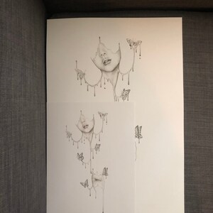 Surreal Graphite Post Cards, Gothic Artwork, Illustrated Card, Birthday ...