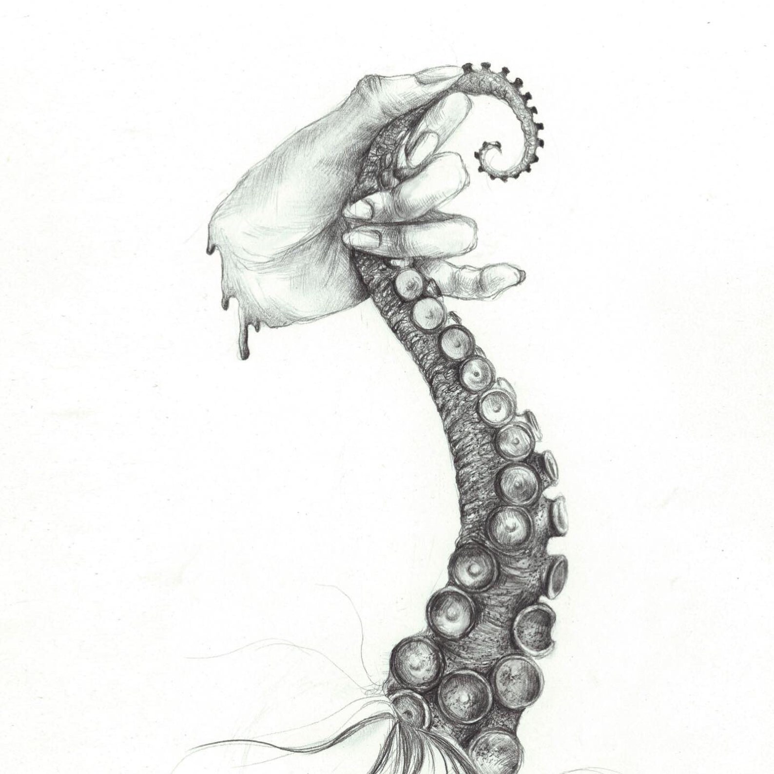 Linggo Surreal Drawing Tentacle I Octopus Girl Wall Art Wall - Etsy