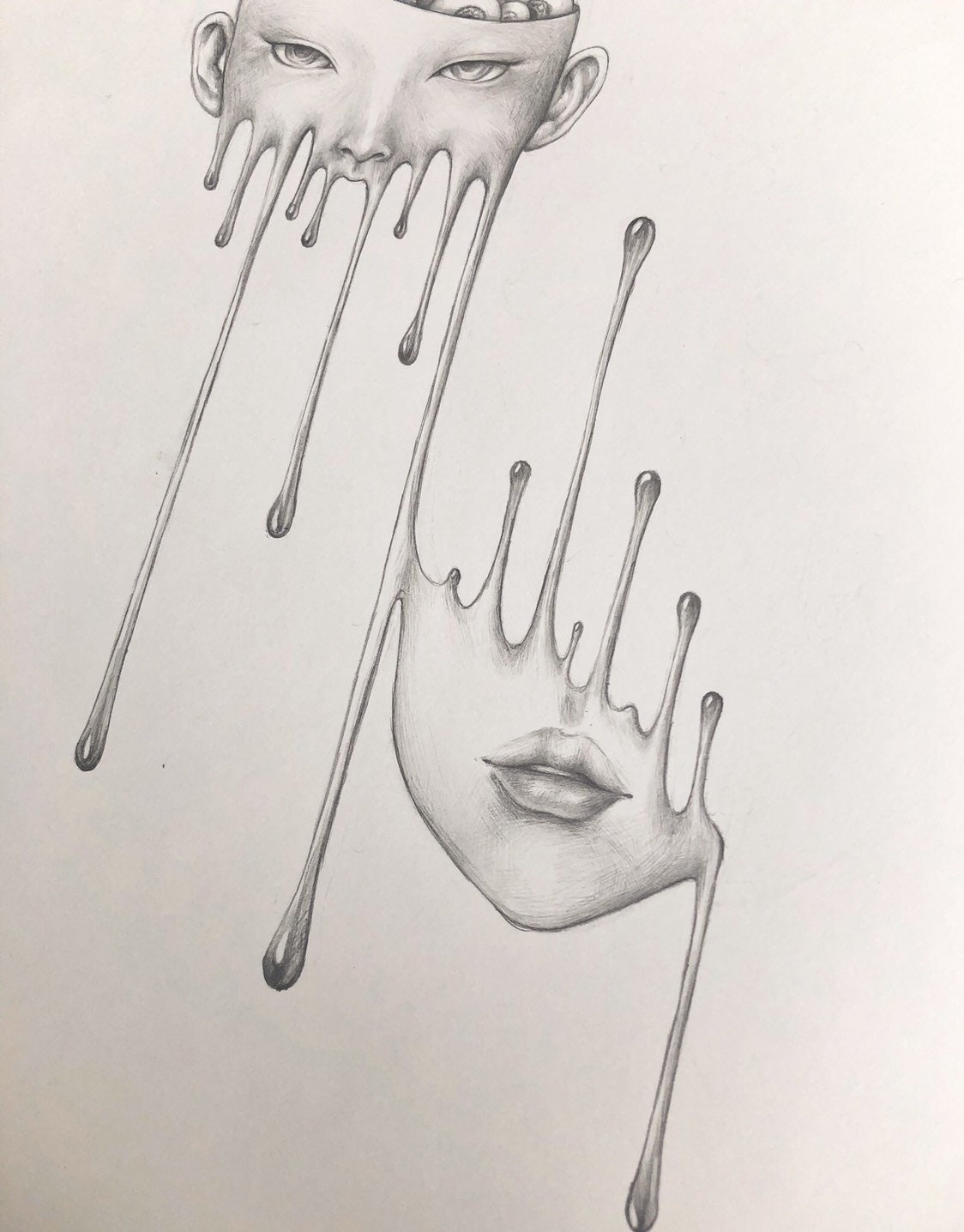 Limit autographed print melting Girl with eyeball surreal | Etsy