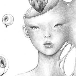 Surreal Art, Girl With Split Face and Anatomical Heart, Female Nude ...