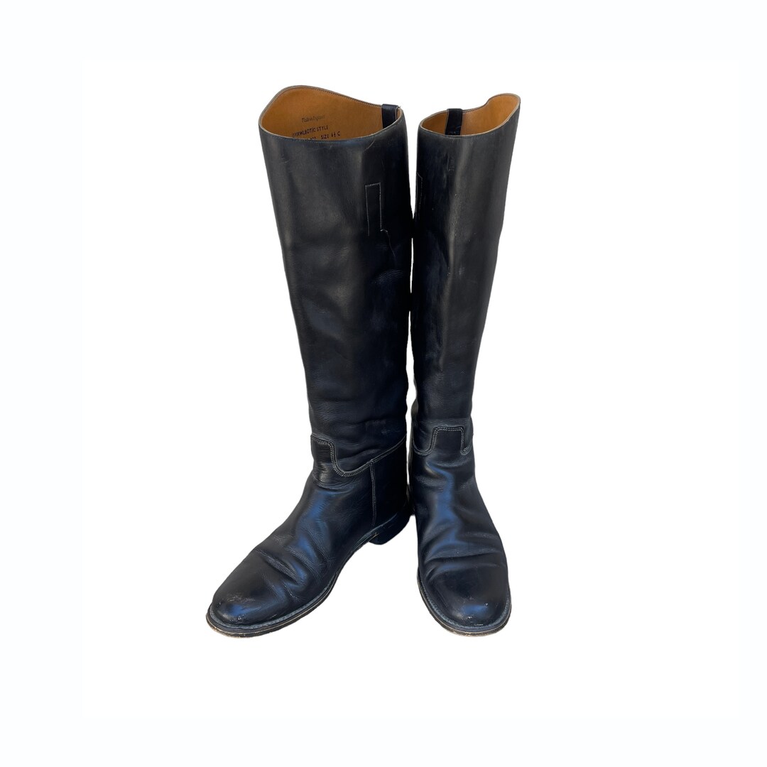 Vintage Tall Black Leather Riding Boots Equestrian Leather Boots by ...