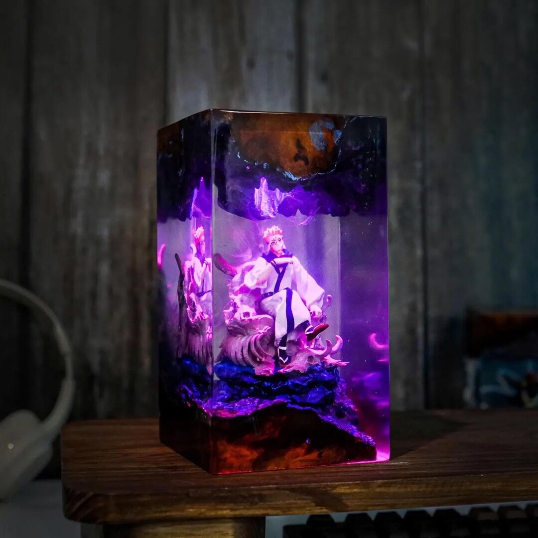 Ryome'n Suku.na Anime Epoxy Resin Wood Lamp Night Light Unique Her Him ...