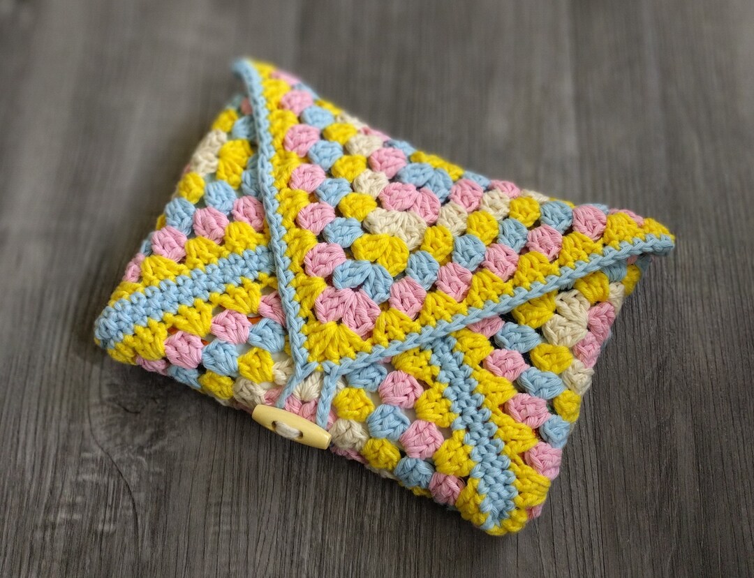 Handmade Crochet Granny Square Book Sleeve Cover. Crocheted Tablet Case ...