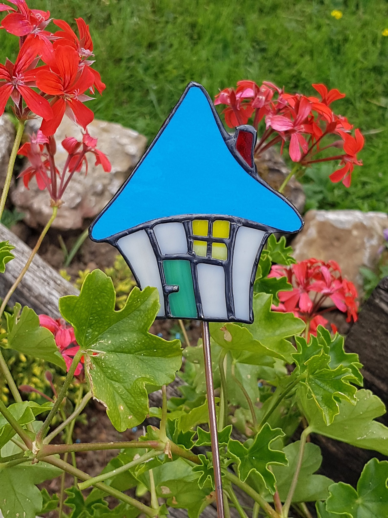 Stained Glass Plant Stake Fun Garden Décor Cute Garden - Etsy
