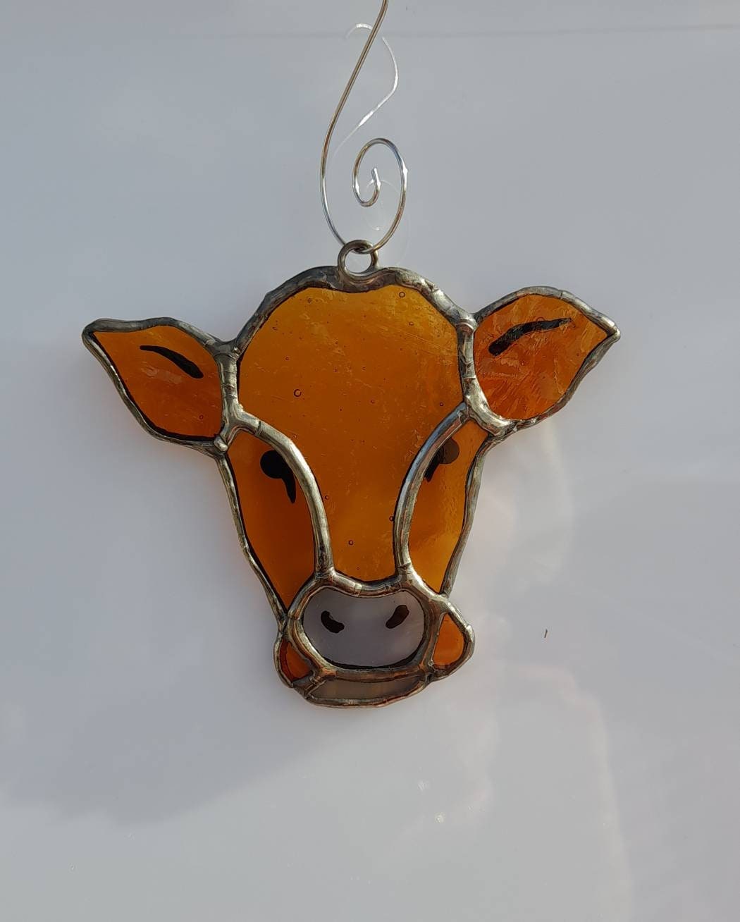 Stained Glass Cow Glass Suncatcher Cow Decor Stained - Etsy