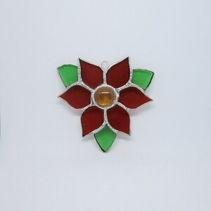 Stained Glass Christmas Decoration Poinsettia Ornament - Etsy