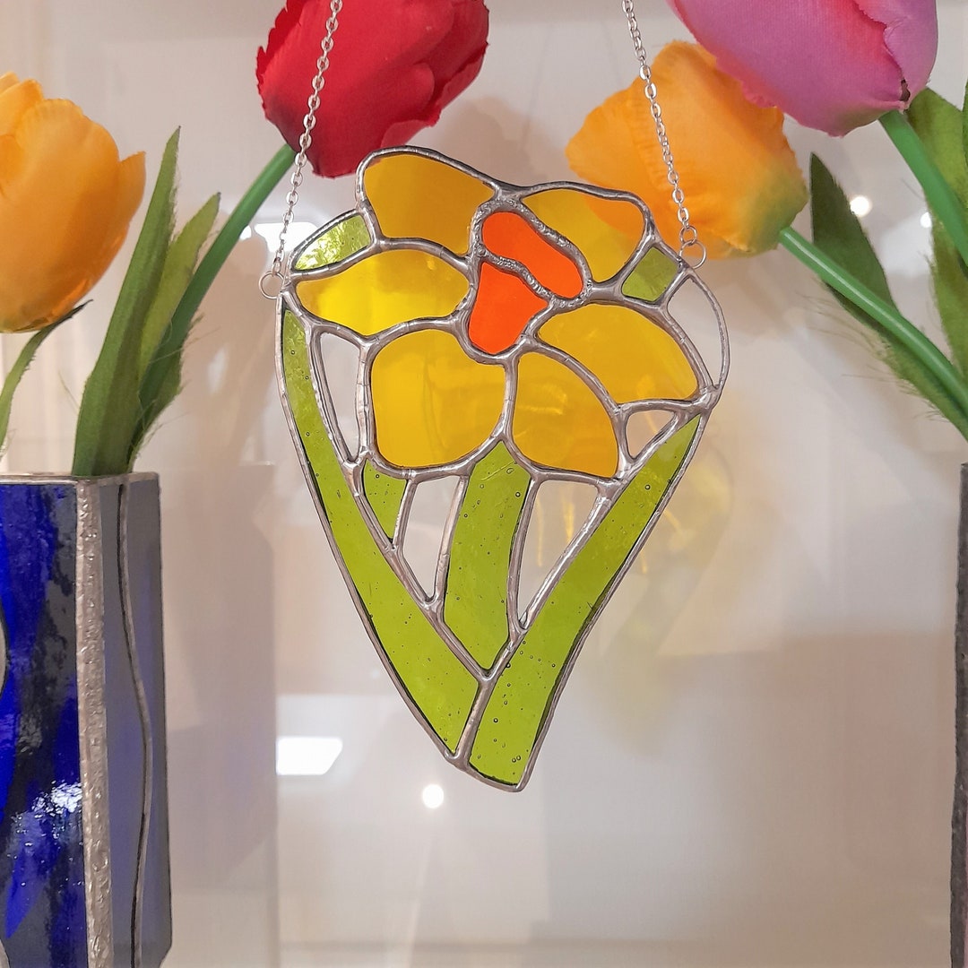 Gift Idea for Mum Daffodil Stained Glass Gardener's Gift Present for ...