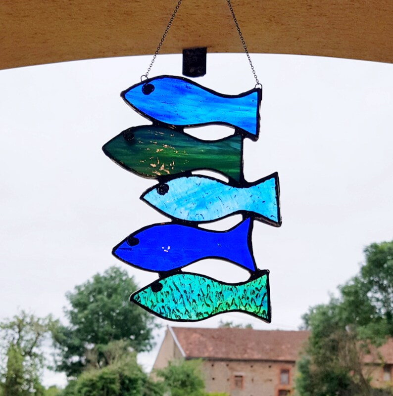 Stained Glass Fish Suncatcher Stained Glass Mobile Glass | Etsy