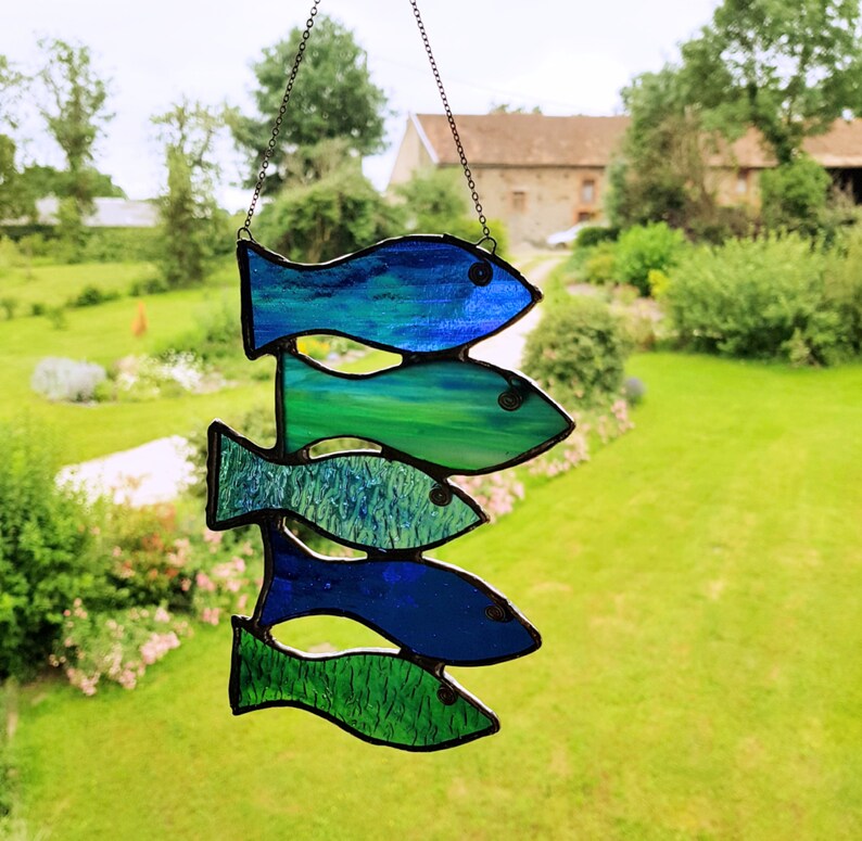 Stained Glass Fish Suncatcher Stained Glass Mobile Glass | Etsy