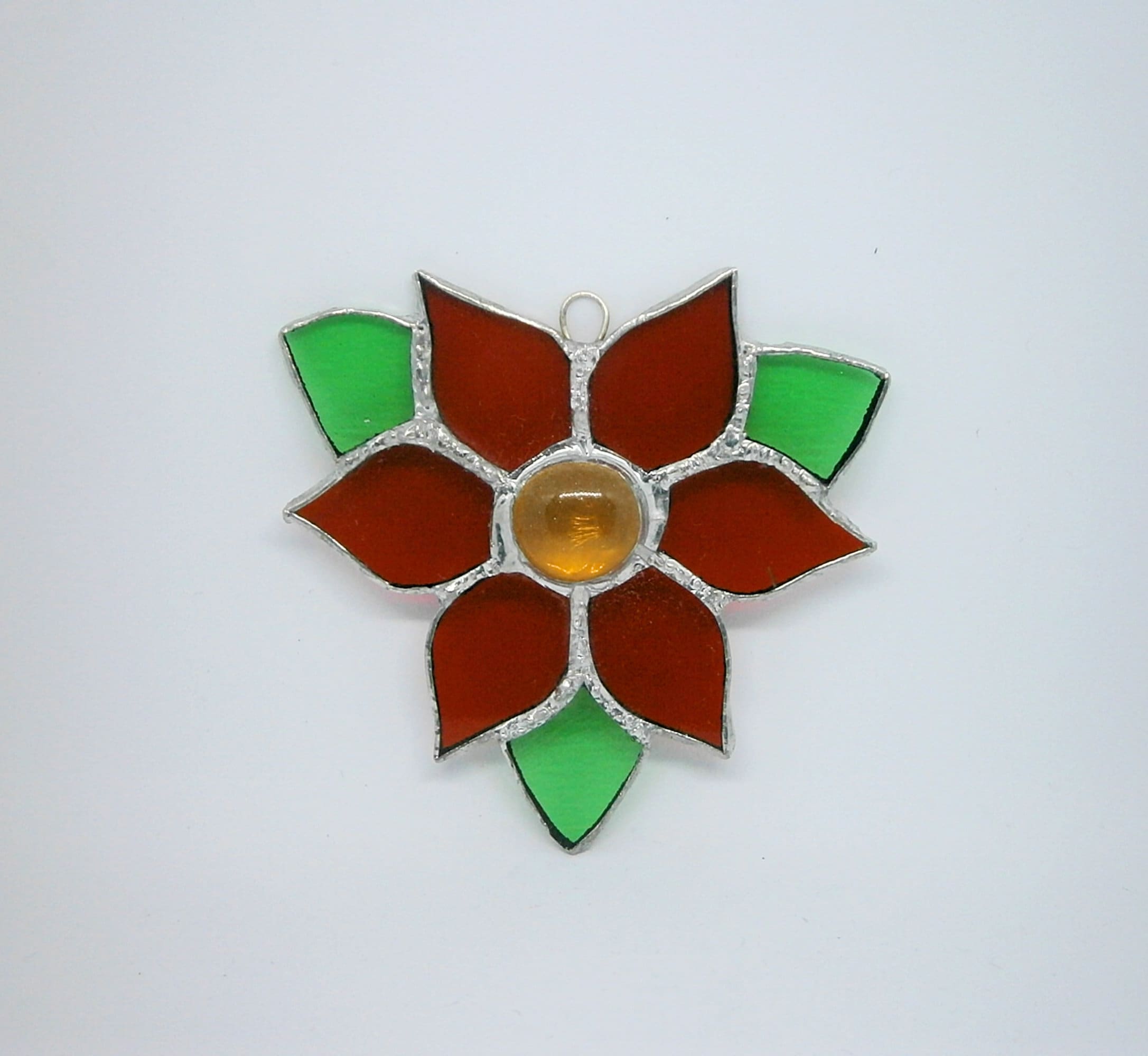 Stained Glass Christmas Decoration Poinsettia Ornament - Etsy