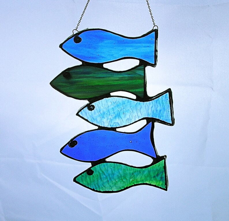 Stained Glass Fish Suncatcher Stained Glass Mobile Glass | Etsy