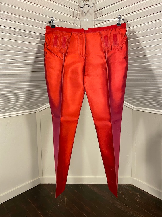 Roberto Cavalli Red Silk Cigarette Pants, Capris, siz… - Gem