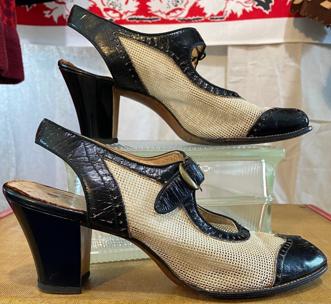 1940s Black Patent Leather & Mesh Mary Jane Heels, 7-1/2 AAA - Etsy