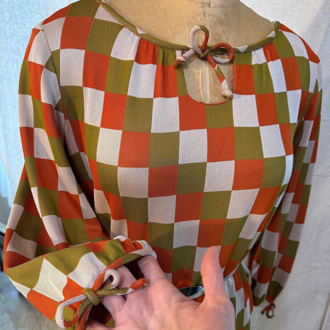 1970s Domino Fashions Checkered Dress - Etsy