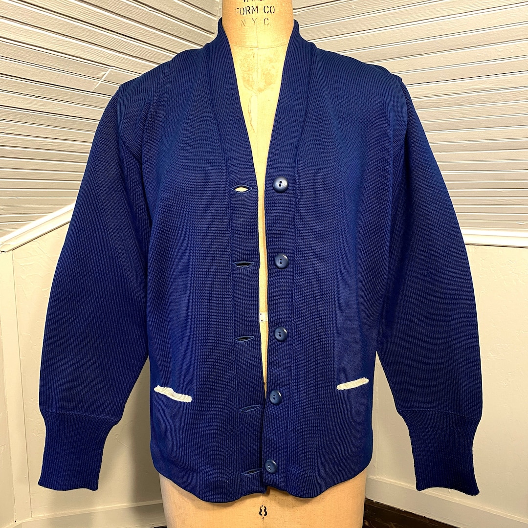 1950s Blue Kandel Letterman Cardigan, Vintage Varsity School Sweater - Etsy