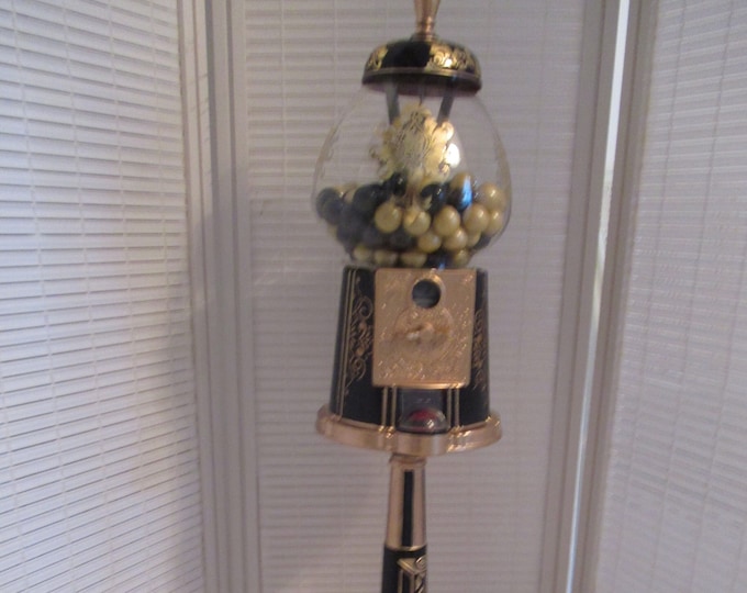 Fancy Gumball Machine on Stand, Gold, Black, Bubblegum Machine With Gum ...